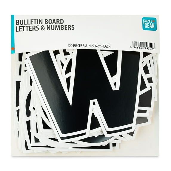 Pen+Gear Black and White Bulletin Board Letters and Numbers, 129 Pieces ...