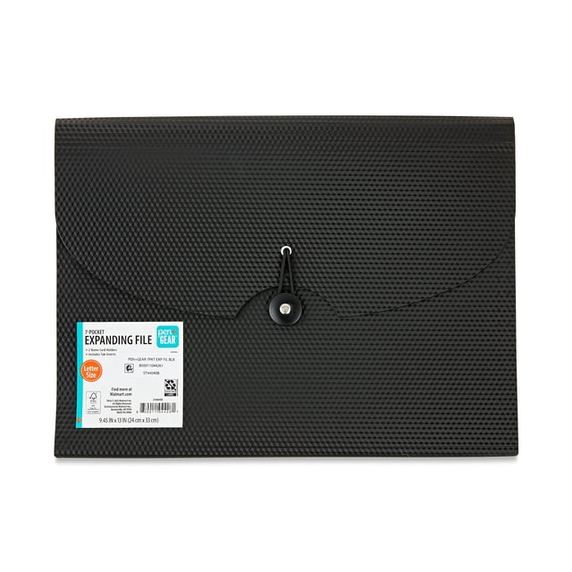 Pen+Gear 7-Pocket Poly Expanding File, Textured Black - Walmart ...