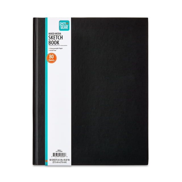 Pen+Gear 8.5" x 11" Bound Mixed Media Sketch Book, 80 Sheets of White ...
