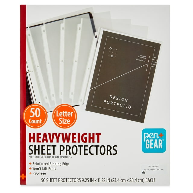 Pen+Gear 8.5" x 11" Letter Size Heavyweight Sheet Protectors, 50 Count ...