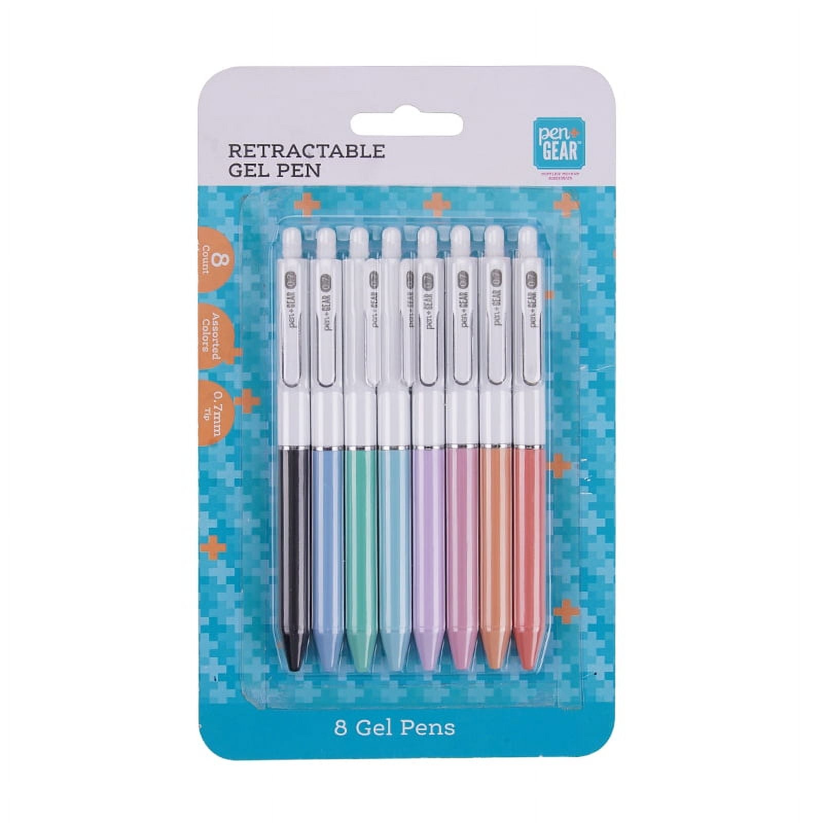 Pen+Gear 8 Count Retractable Gel Pen, 0.7 mm Bullet Tip, Assorted Colors - Walmart.com