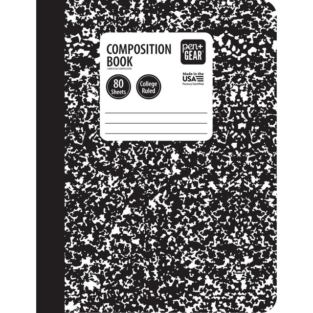 Pen + Gear 80 Sheets Marble Composition Book, 9.75 x 7.5 College Ruled - Walmart.com