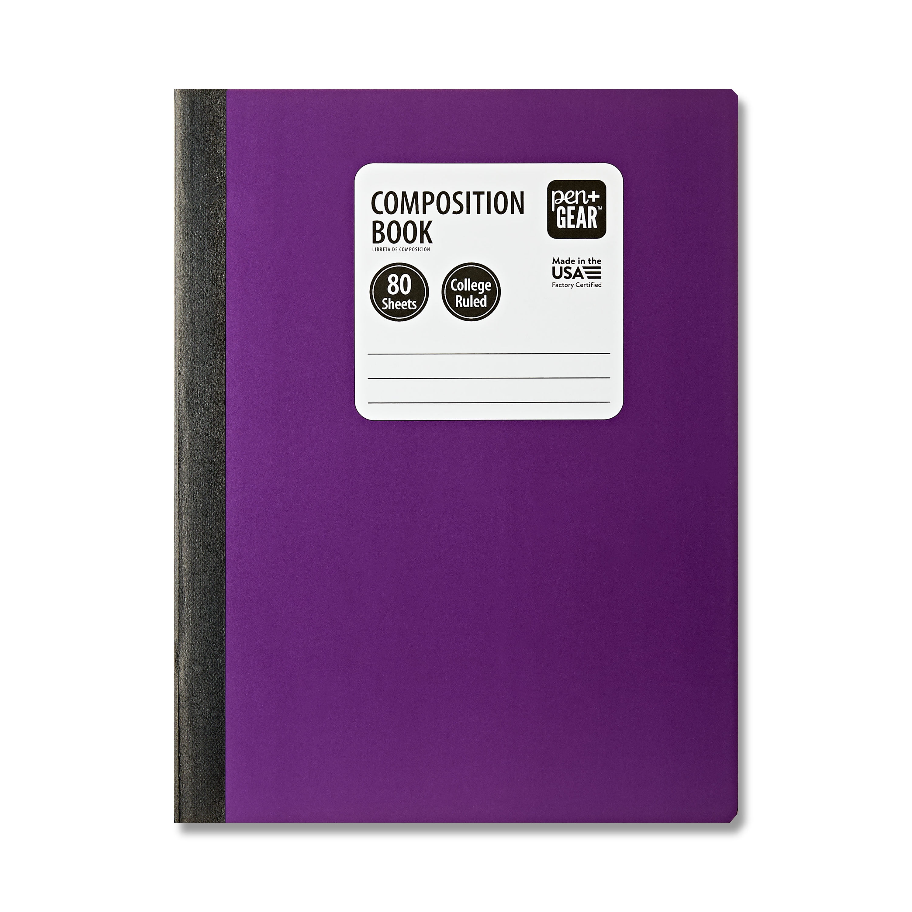 Pen+Gear College Rule Composition Book, 7.5" x 9.75", Purple, 80 Sheets ...