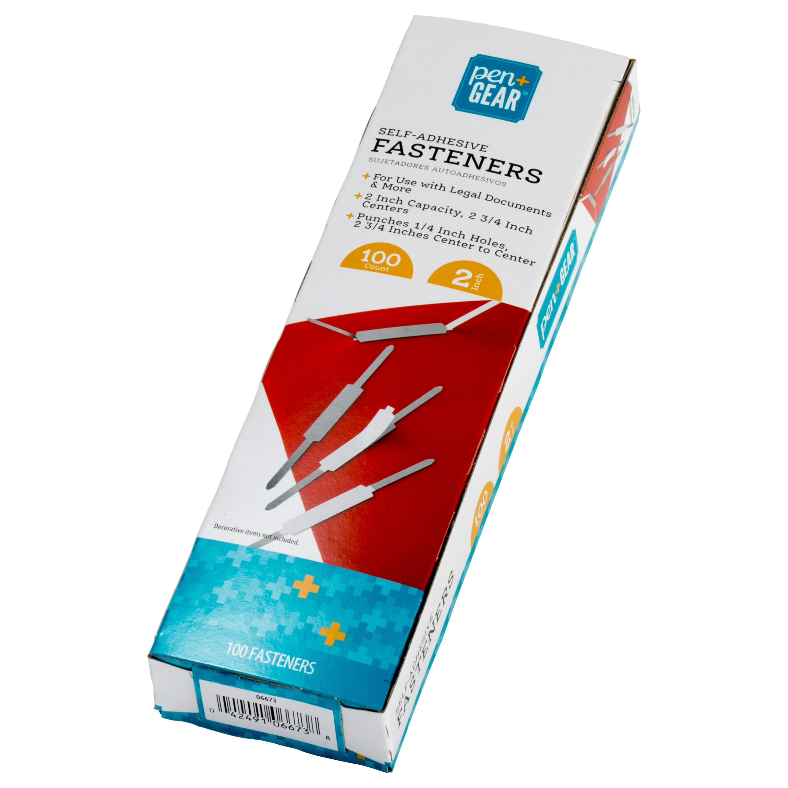 Pen + Gear Adhesive Prong Paper Fasteners, Corrosion-Resistant ...