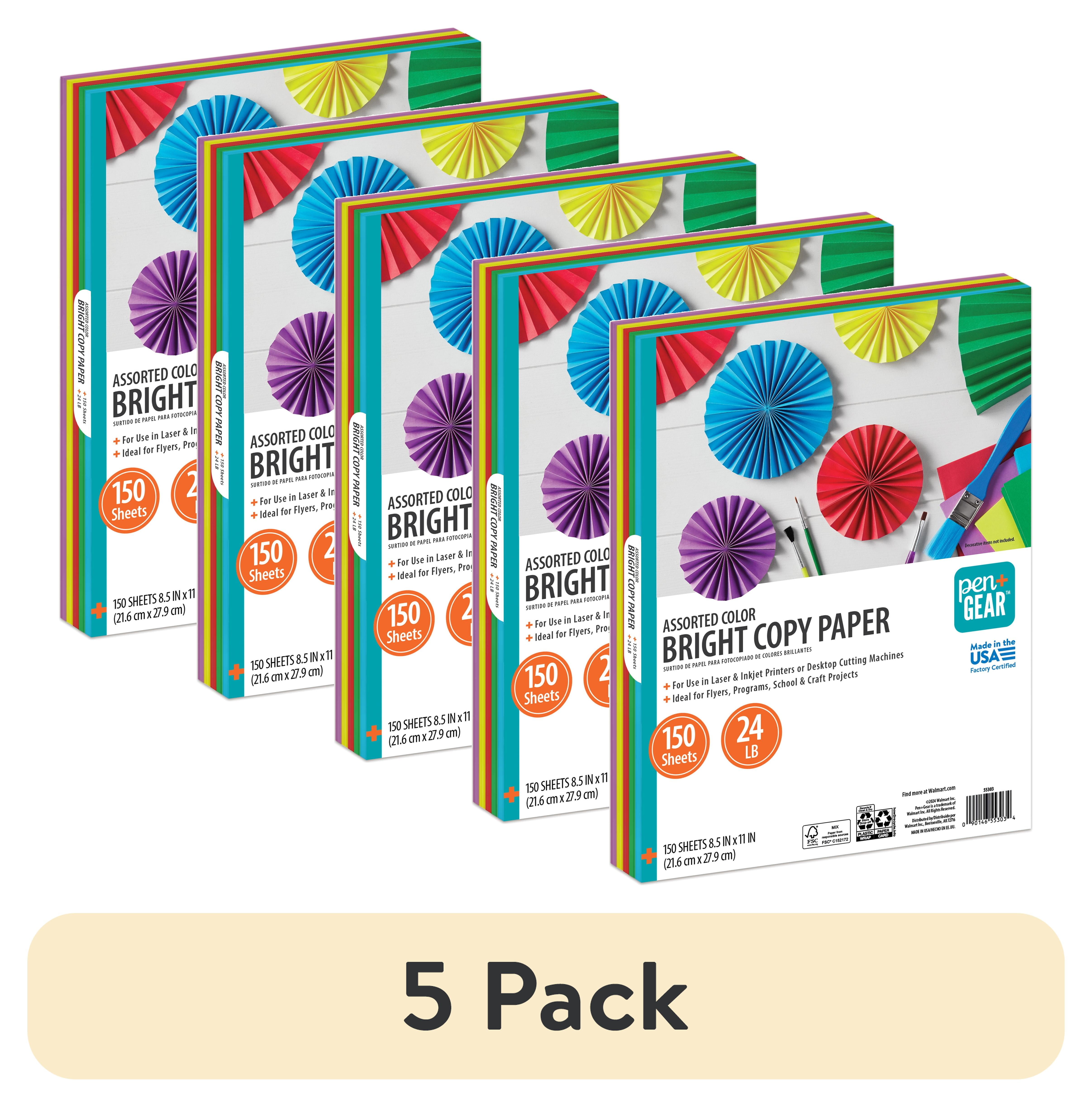 (5 pack) Pen+Gear Assorted Bright Copy Paper, 8.5" x 11", 24 lb, 150 ...