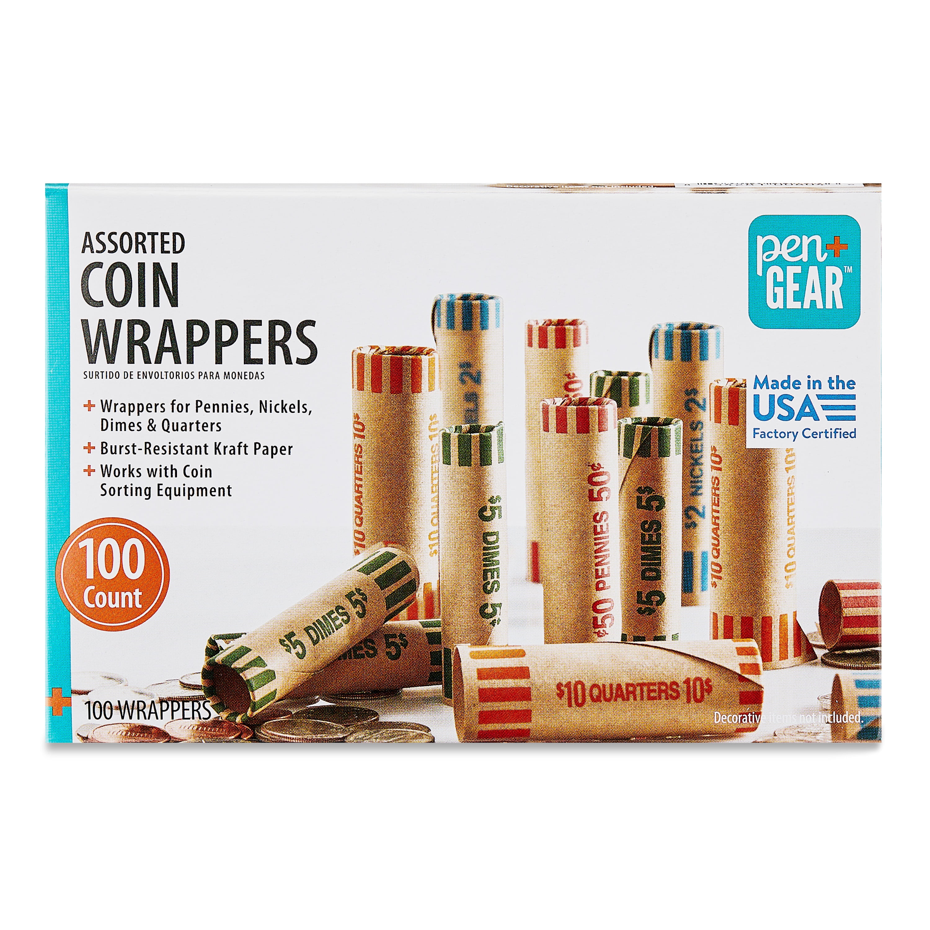 Pen+Gear Assorted Coin Wrappers, Assorted Colors, 100 Count - Walmart.com