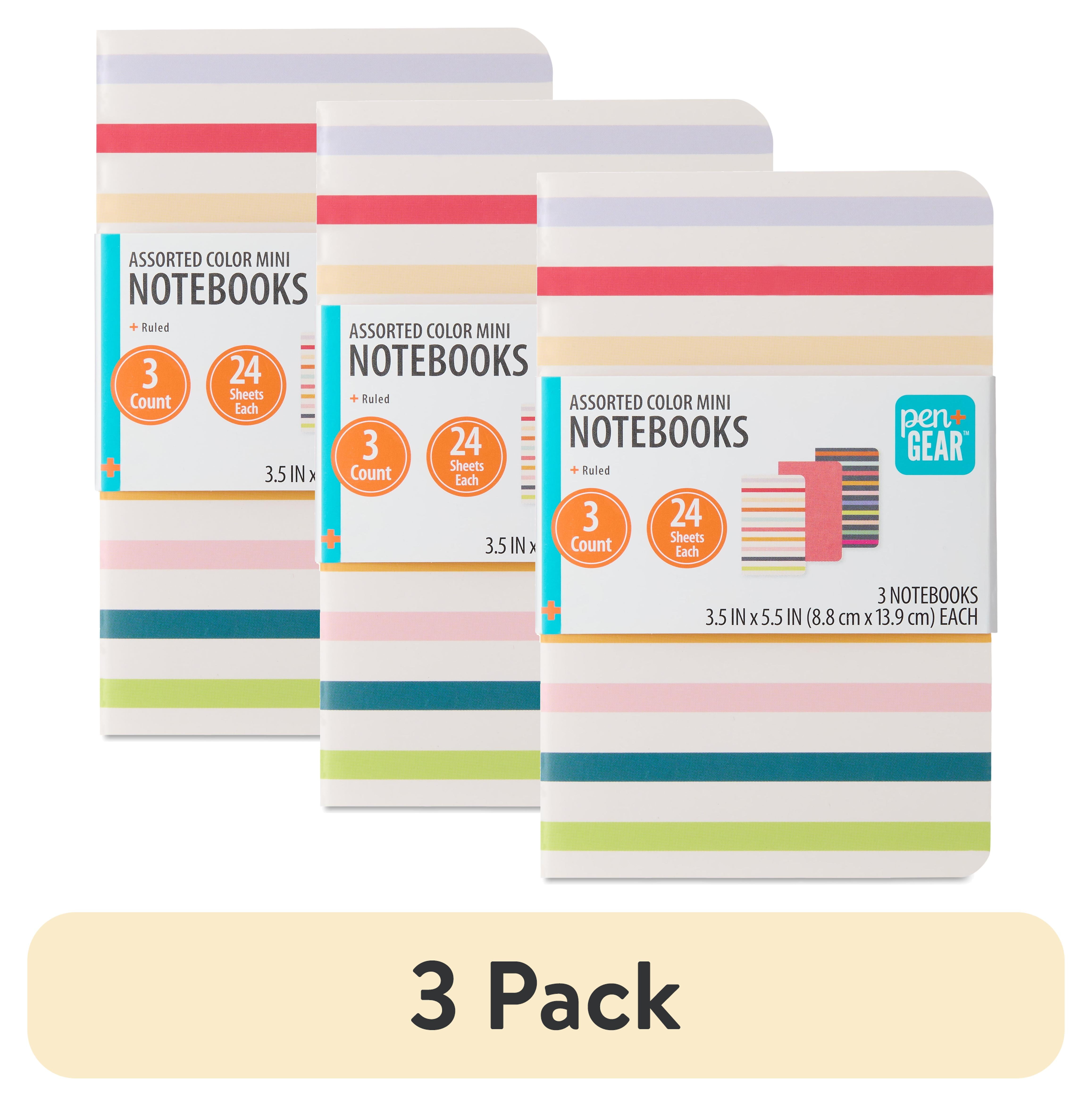 (3 pack) Pen+Gear Assorted Color Mini Notebooks, 3.5" x 5.5", 144 Ruled ...