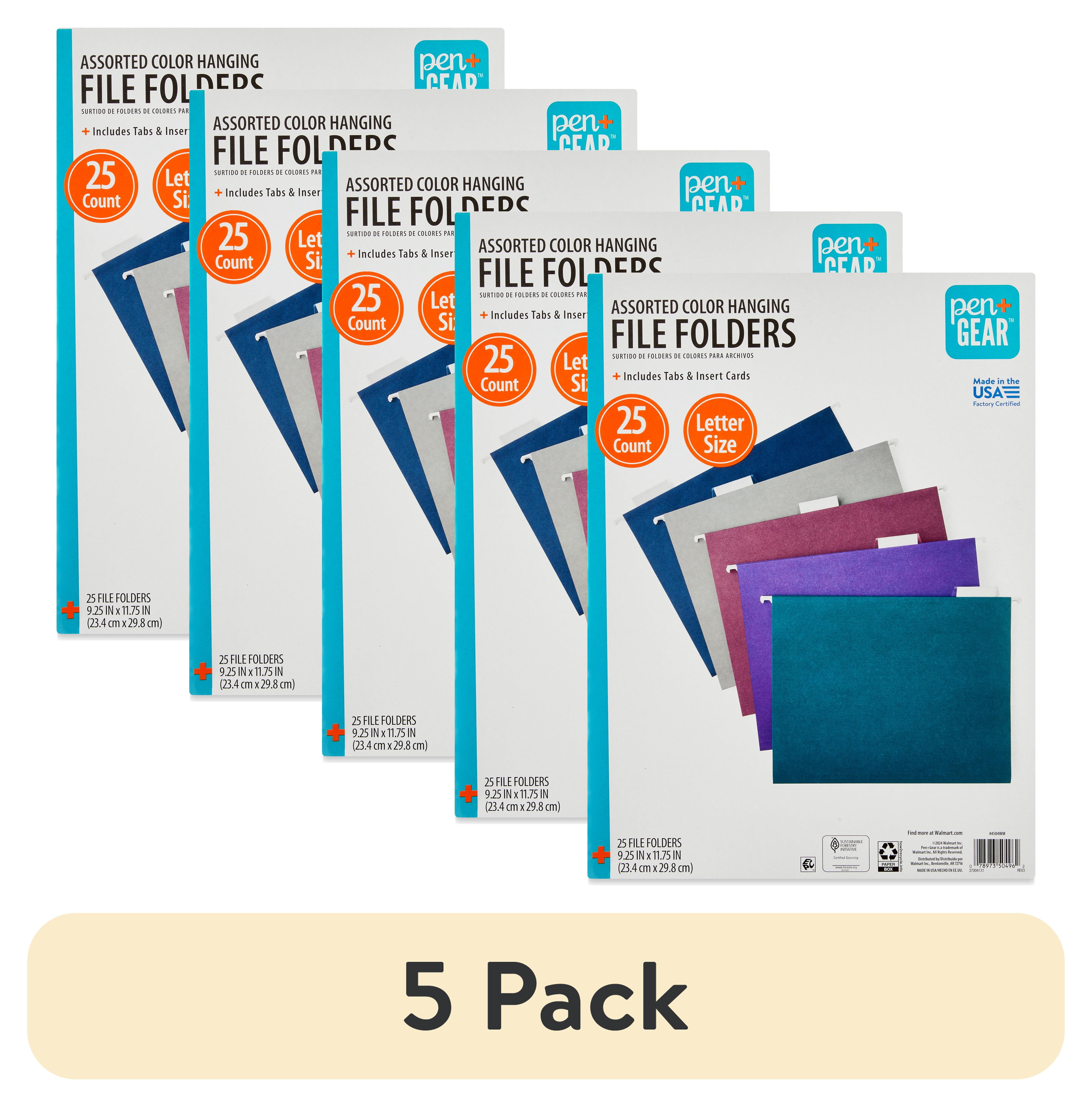 (5 pack) Pen+Gear Assorted Jewel Tone Hanging File Folders, Letter Size ...