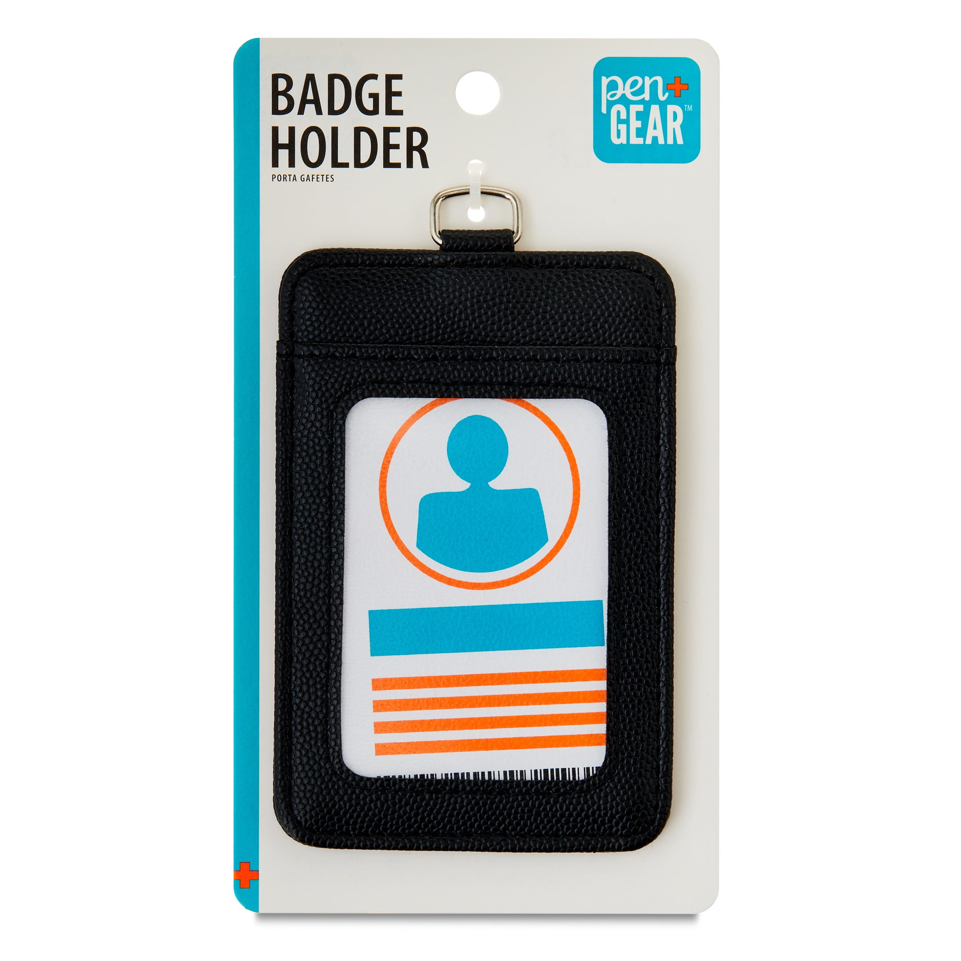 Pen+Gear Badge Holder Black with Clear Window for ID Cards Lanyard ...