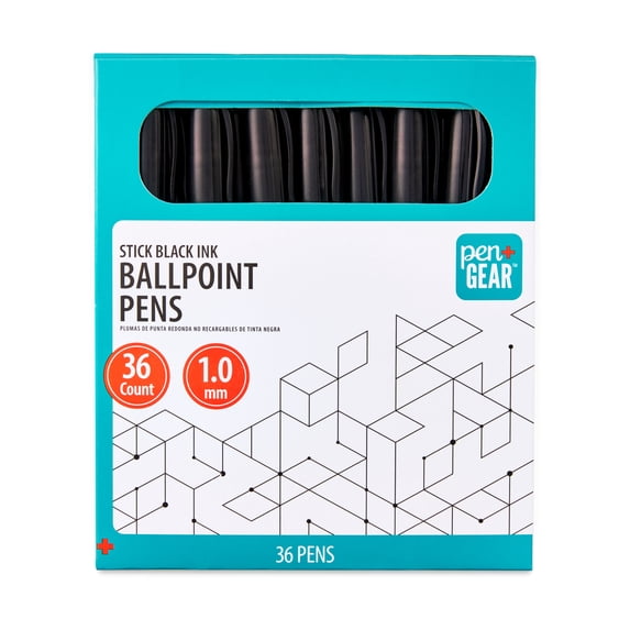 Pen+Gear Ballpoint Stick Pens, 1.0 mm, Black, 36 Count - Walmart.com