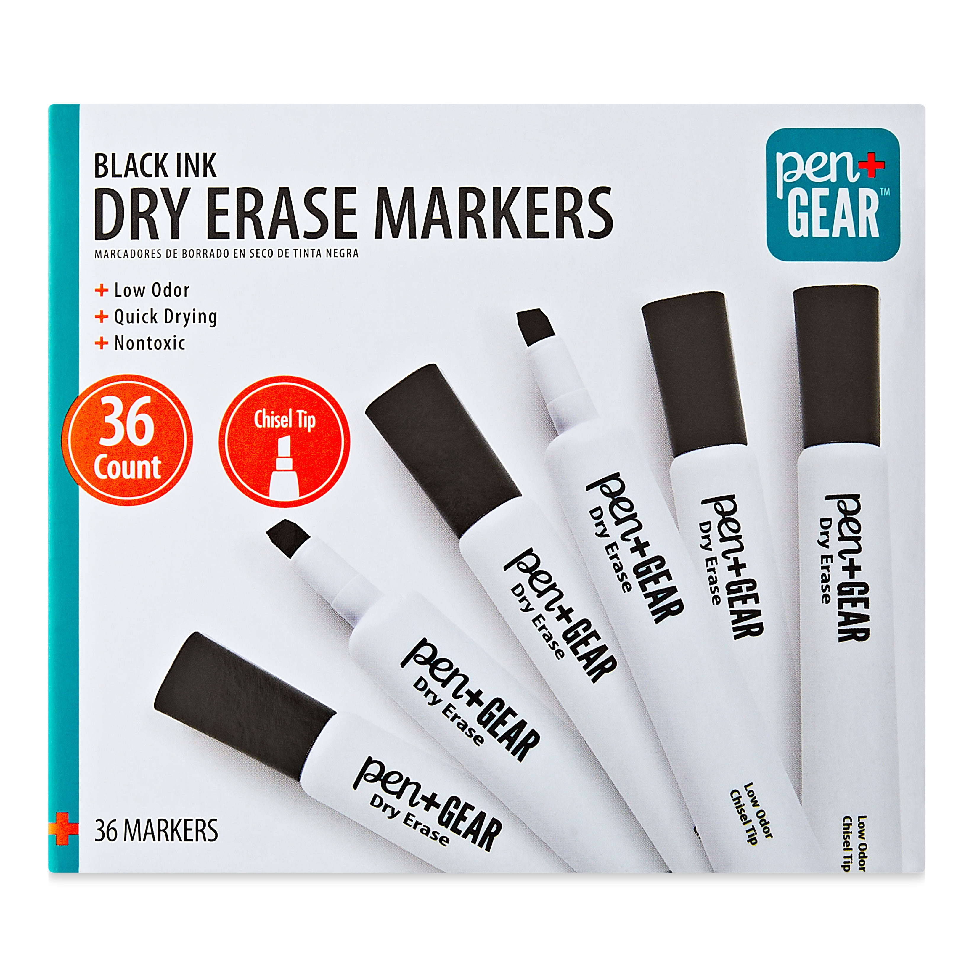 Pen+Gear Dry Erase Markers, Chisel Tip, Black, 36 Count - Walmart ...