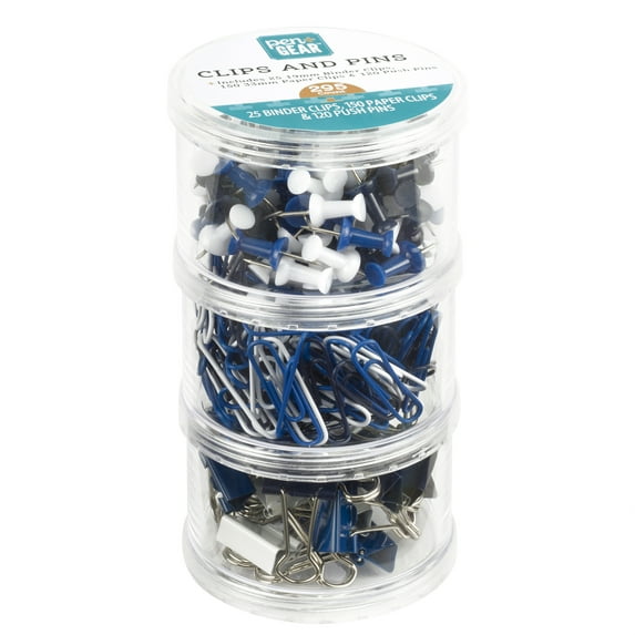 Pen+Gear Clips and Pins Set, 295 Count, Assorted Colors, Sizes 19mm and ...