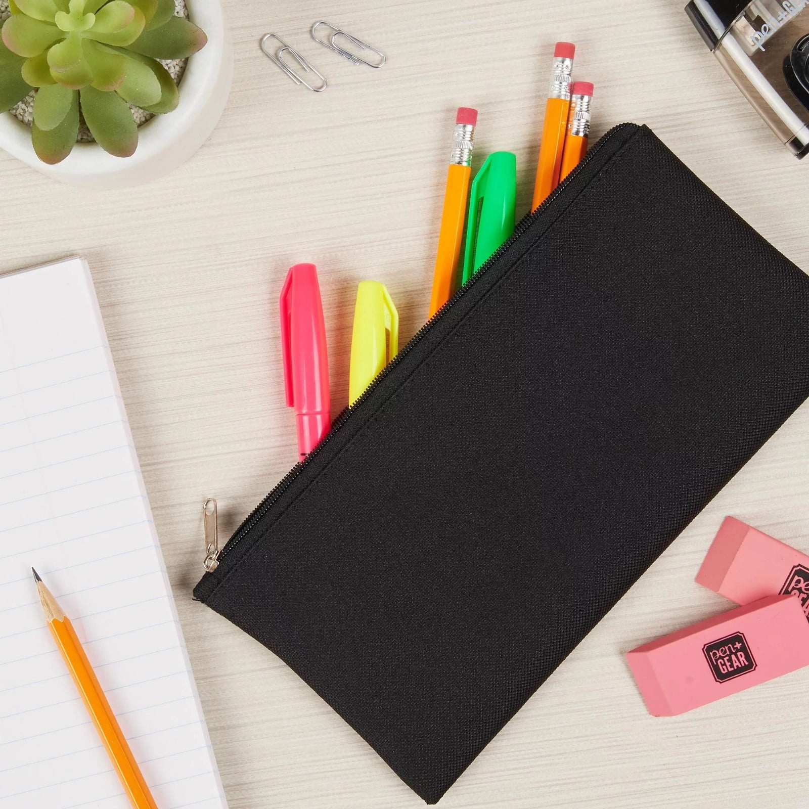 Pen + Gear Cloth Zipper Pencil Pouch Pencil Case Black - Walmart.com