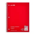 Pen + Gear College Ruled 3-Subject Notebook, 8" x 10.5", Red, 120 ...