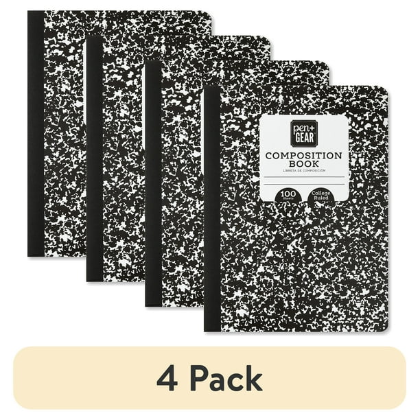 (4 pack) Pen+Gear College Ruled Composition Book, 7.5" x 9.75", Black ...