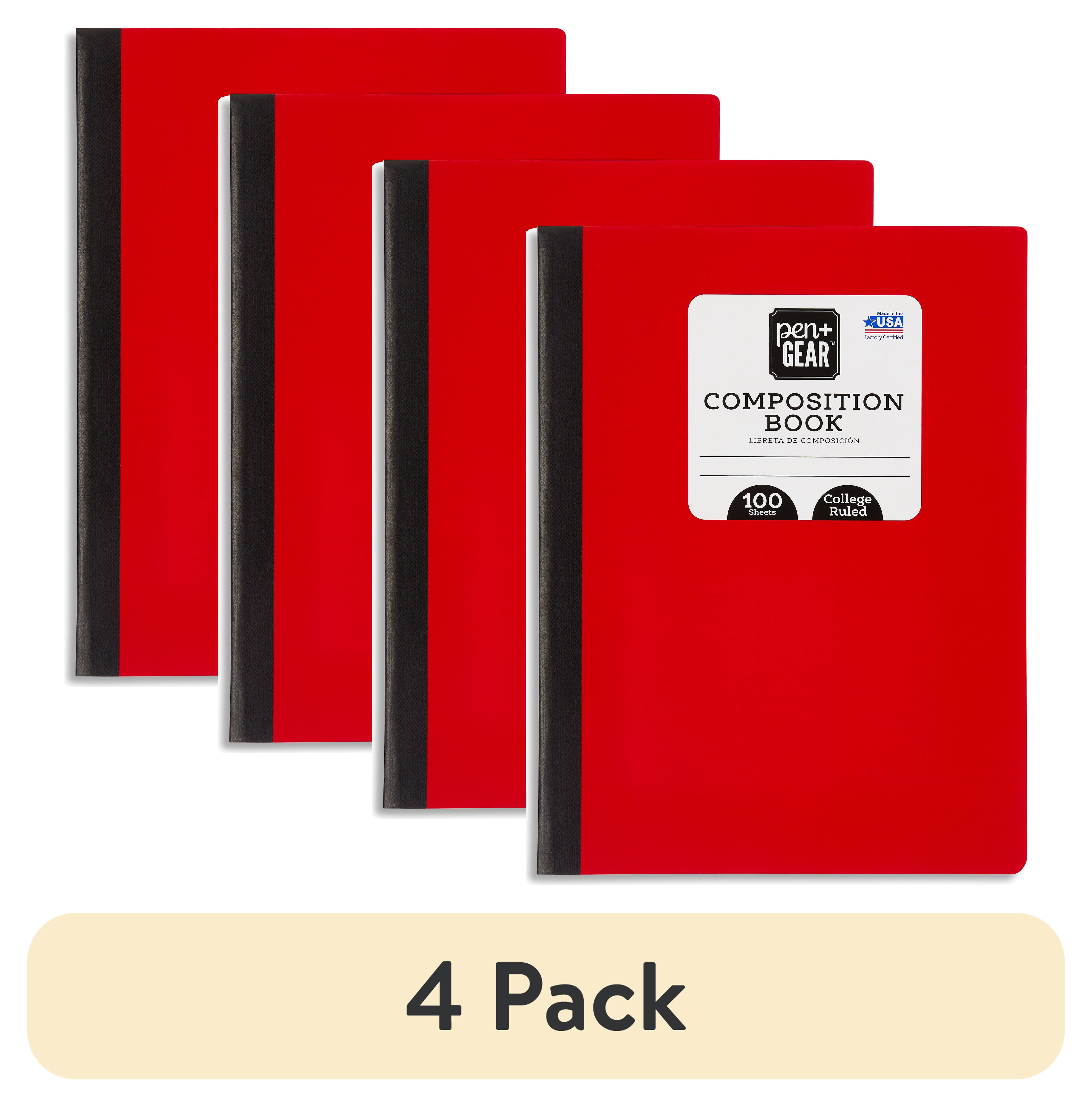 (4 pack) Pen+Gear College Ruled Composition Book, 7.5" x 9.75", Red ...