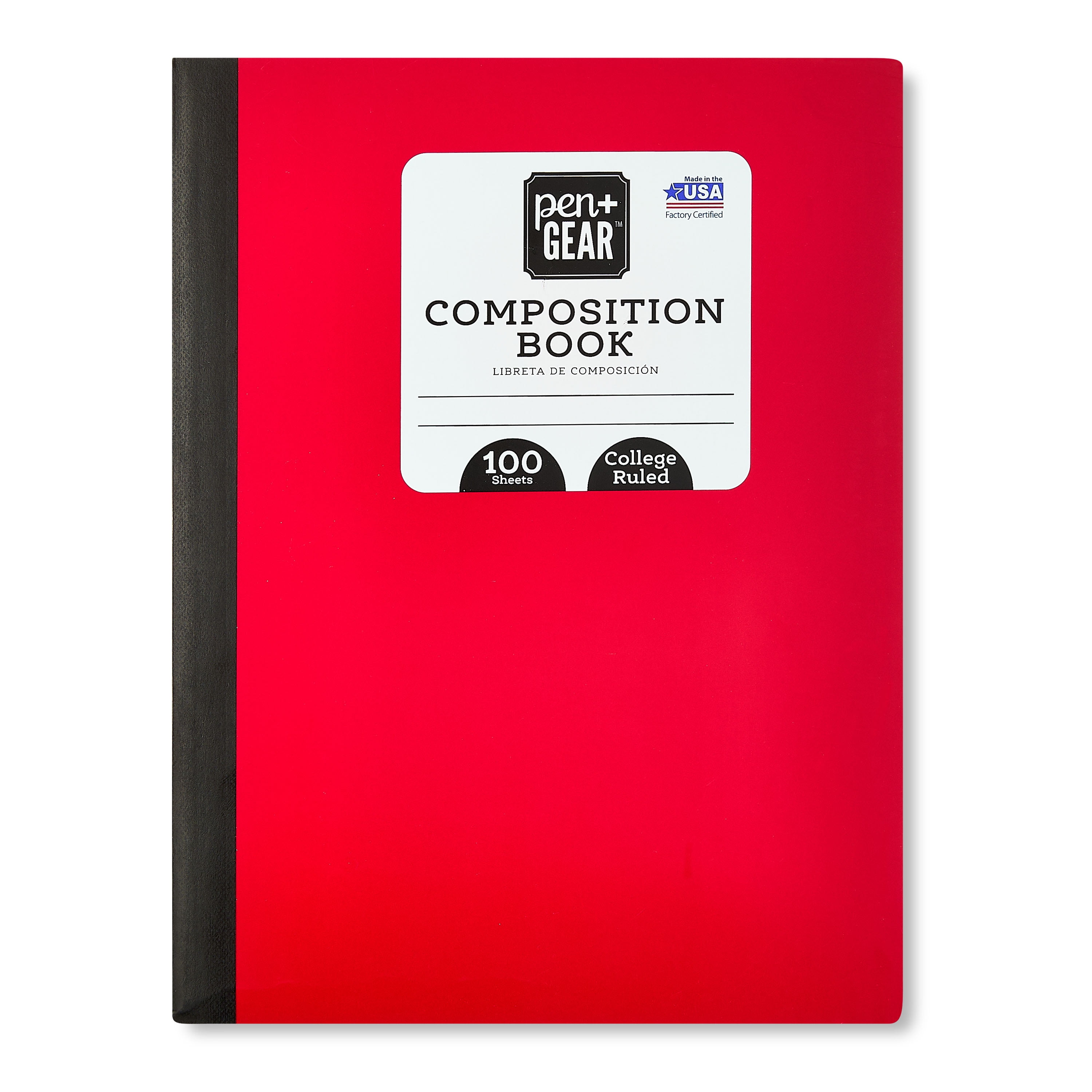 Pen+Gear College Ruled Composition Book, 7.5" x 9.75", Red, 100 Sheets ...