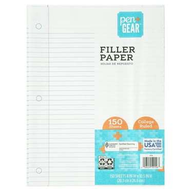 Norcom 5-Pack Filler Paper, 150 Sheets, College Ruled, 10.5" x 8 ...