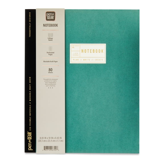 Pen+Gear College Ruled Notebook, 8.03 x 10", 160 Pages, Green - Walmart.com