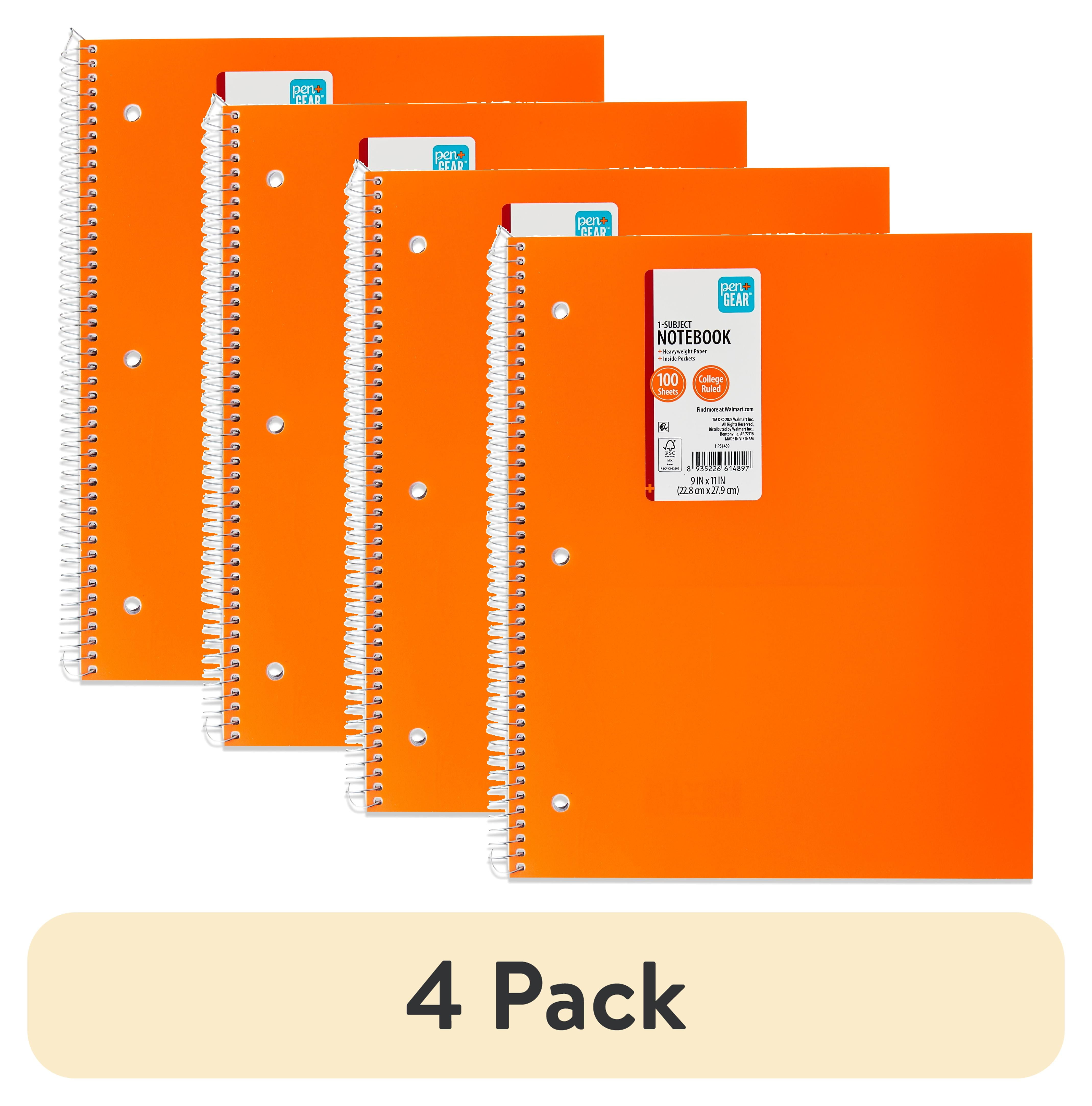 (4 pack) Pen + Gear College Ruled Poly 1-Subject Notebook with Inside ...