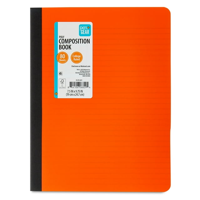 Pen+Gear Composition Book, College Ruled, 7.5"x 9.75", Poly Cover ...