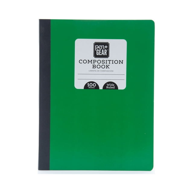 Pen+Gear Wide Ruled Composition Notebooks, 7.5" x 9.75", Green, 100 ...