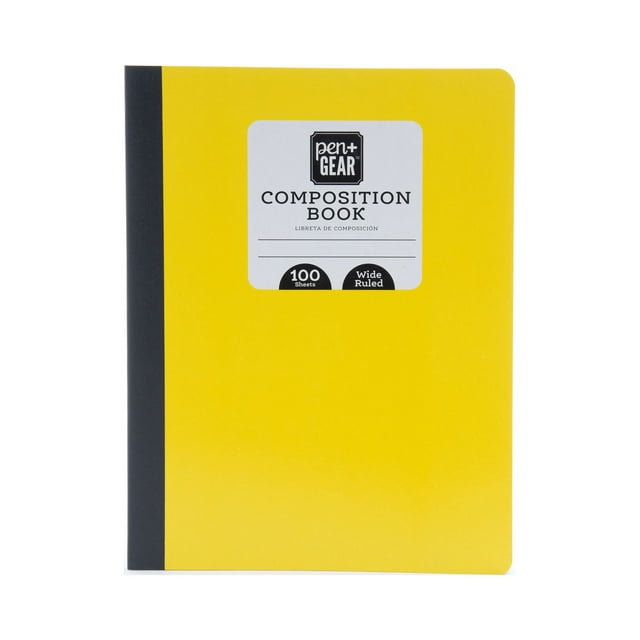 Pen+Gear Wide Ruled Composition Notebook, 7.5" x 9.75", Yellow, 100 ...
