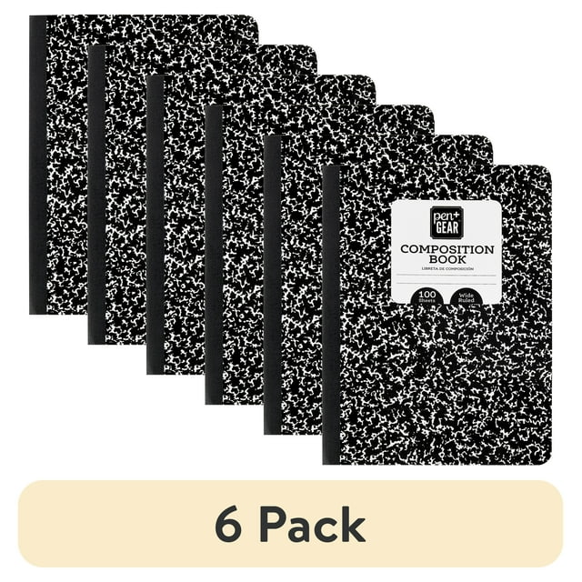 (6 pack) Pen+Gear Composition Book, Wide Ruled, 9.75" x 7.5" x 0.25 ...