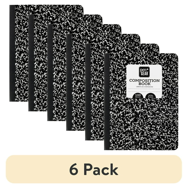(6 pack) Pen+Gear Composition Book, Wide Ruled, 9.75" x 7.5" x 0.25 ...