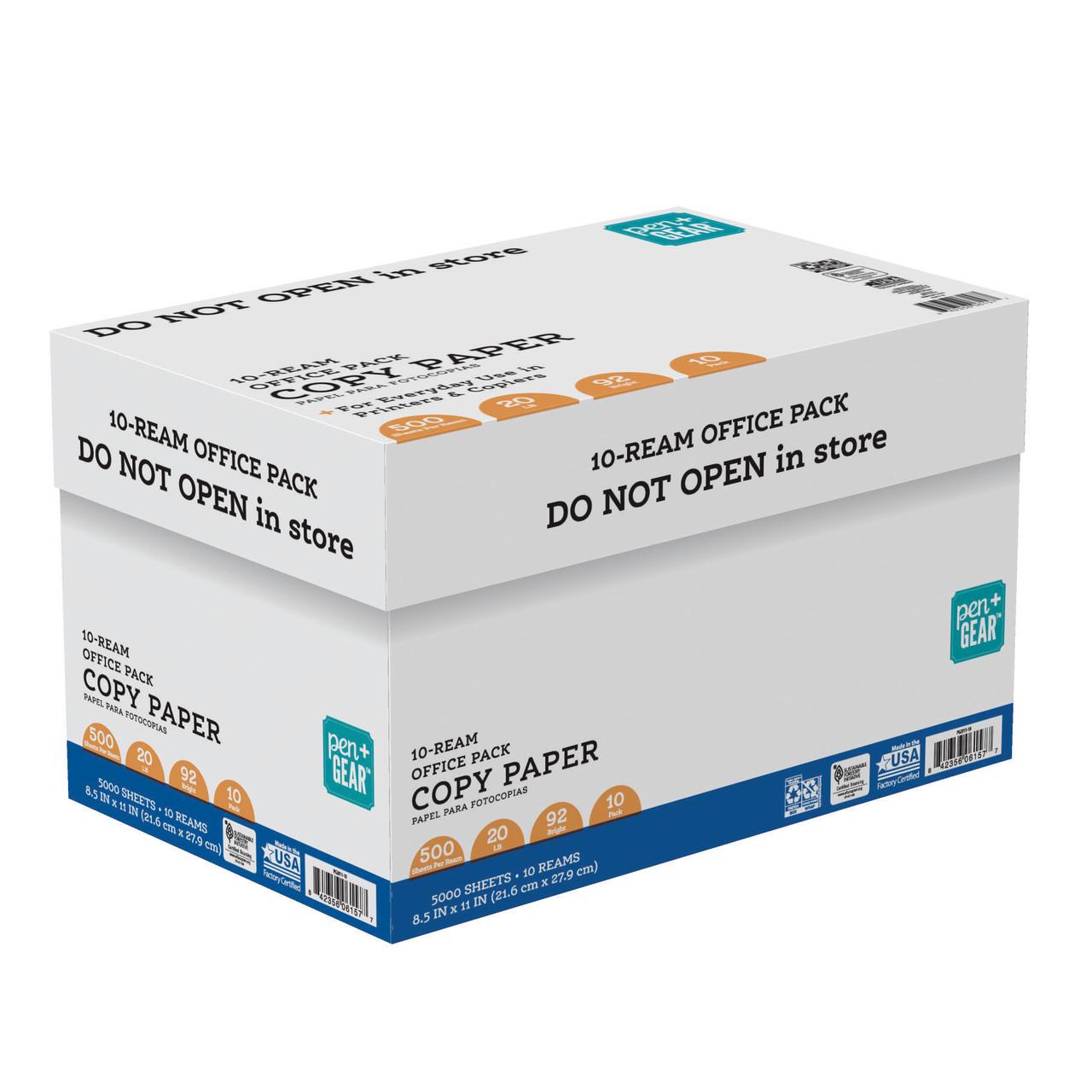 Pen Gear Copy Paper 8 5 X 11 92 Bright 20 Lb 10 Reams 5 000 Pen Gear Copy Paper 8 5 X 11 92 Bright 20 Lb 10 Reams 5 000
