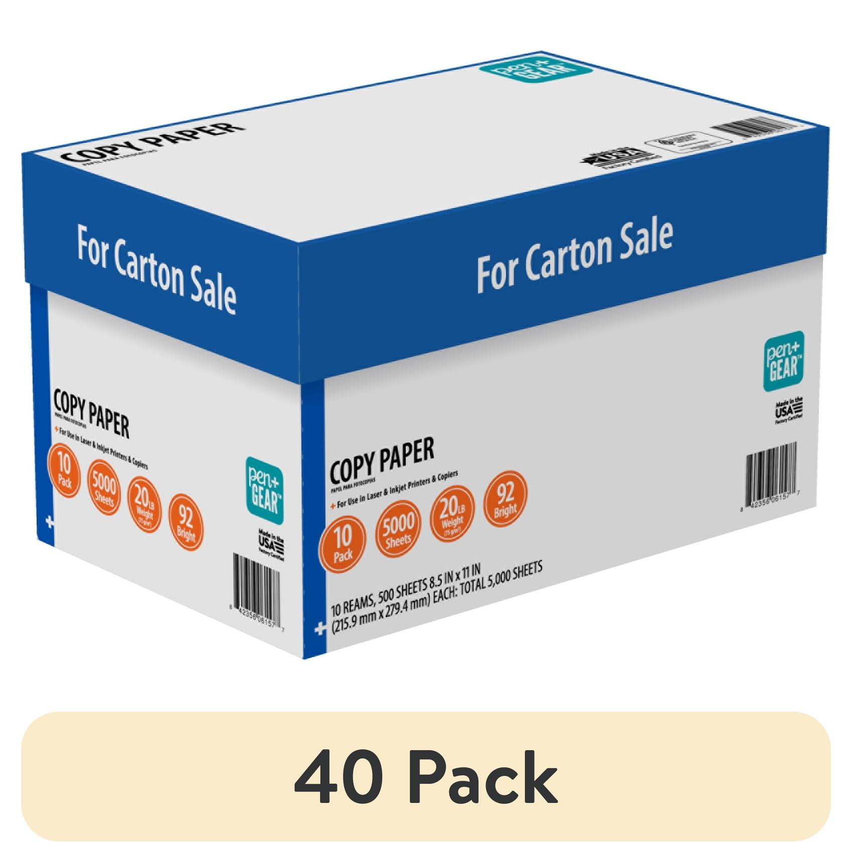 (40 pack) Pen+Gear Copy Paper, 8.5" x 11", 92 Bright White, 20 lb., 10 ...