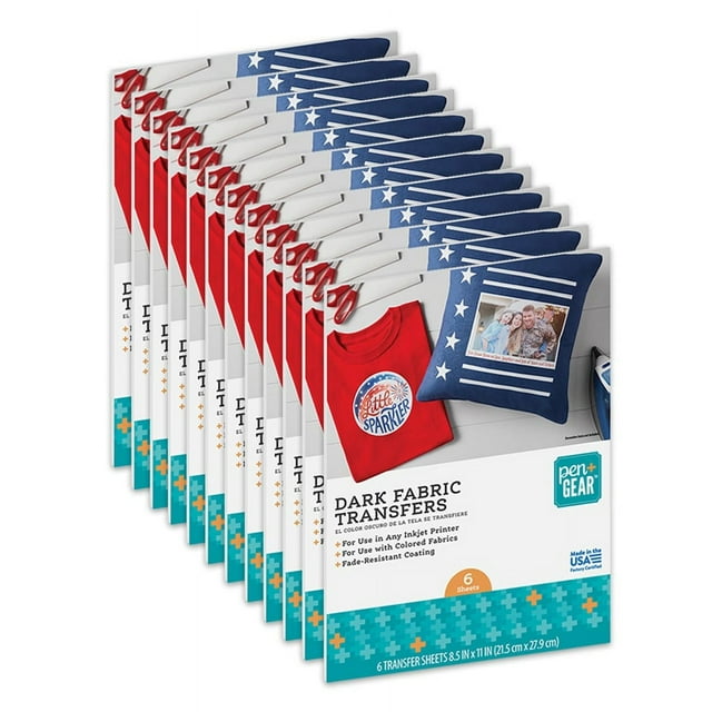 Pen + Gear Dark Fabric Transfer Paper for Colored Fabrics, 8.5 x 11 ...