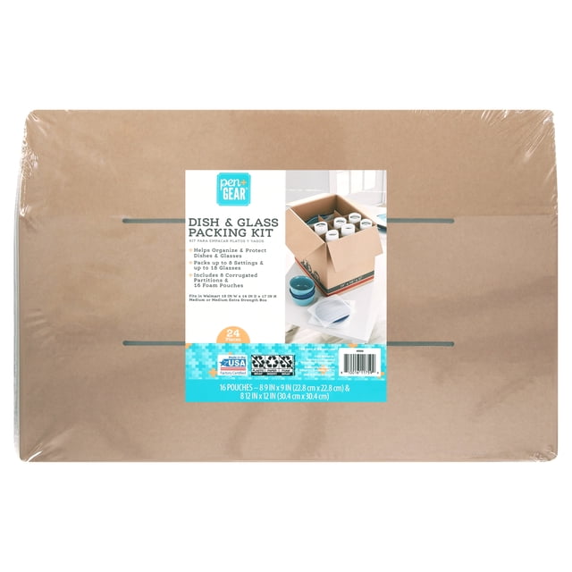 Pen+Gear Dish & Glass Packing Kit, 16 Foam Pouches & 8 Partitions, Fits ...