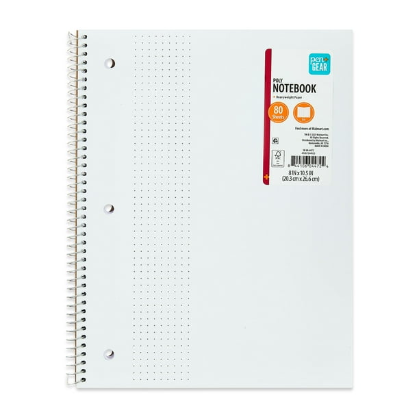 Pen + Gear Dot Ruled 1-Subject Notebook, 8.5" x 10", White, 80 Sheets ...