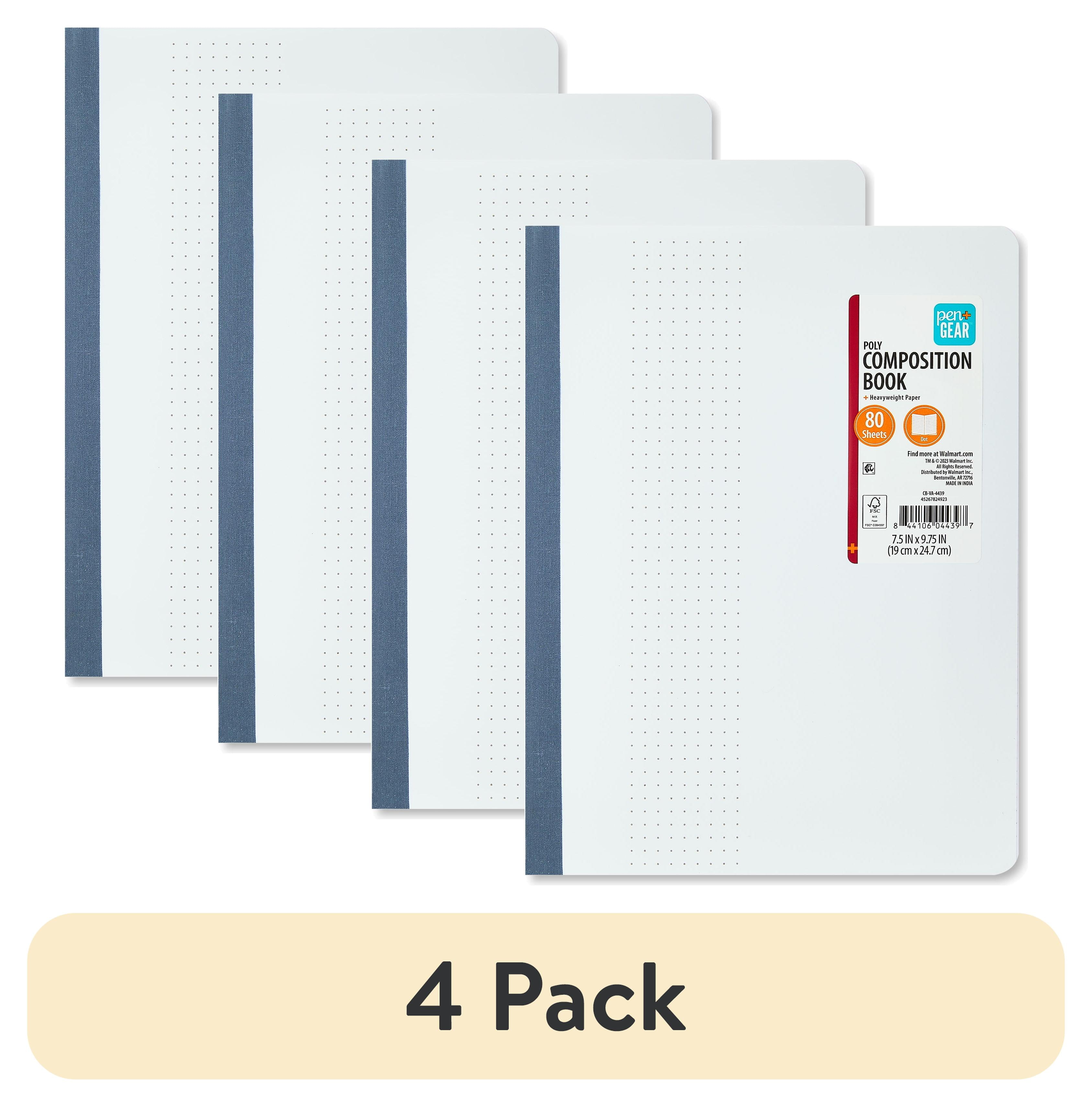 (4 pack) Pen+Gear Dot Ruled Poly Composition Book, 7.5" x 9.75", White ...