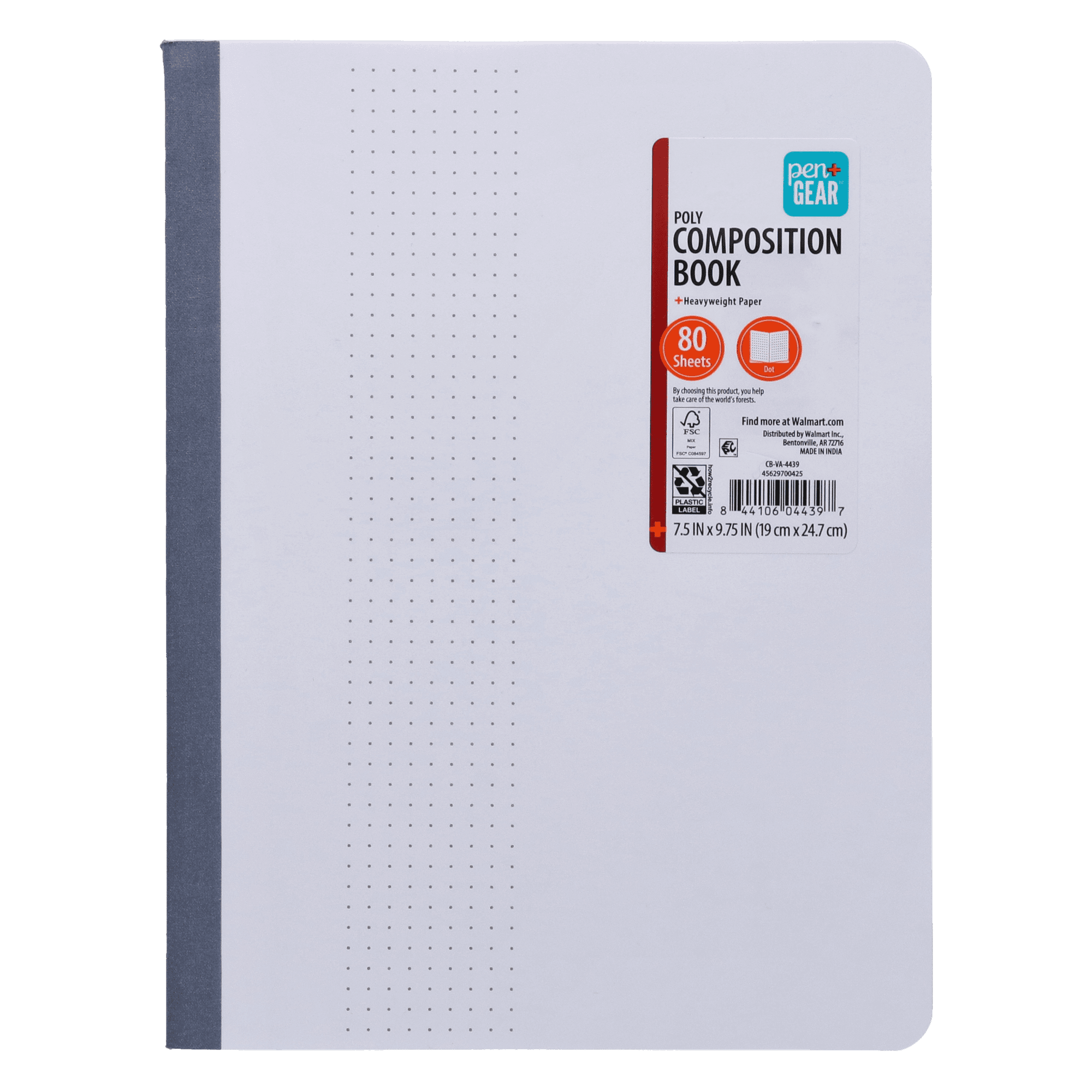 Pen+Gear Composition Book, Dot Ruled, 7.5"x 9.75", Poly Cover, 80 ...