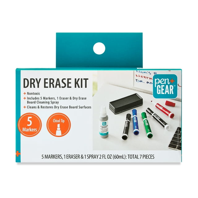 Pen+Gear Dry Erase Marker Kit, 7 Pieces, Includes Chisel Tip Assorted ...