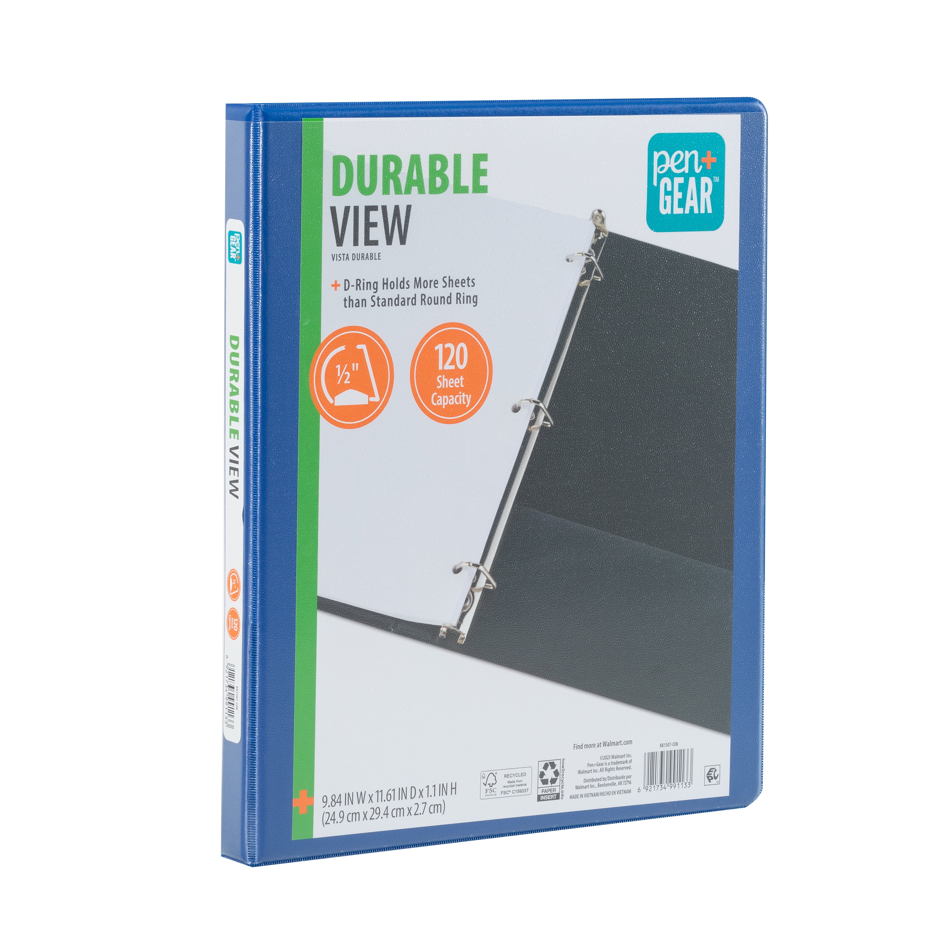 Pen+Gear Durable View 1/2" D-Ring Binder, Cobalt Blue - Walmart.com