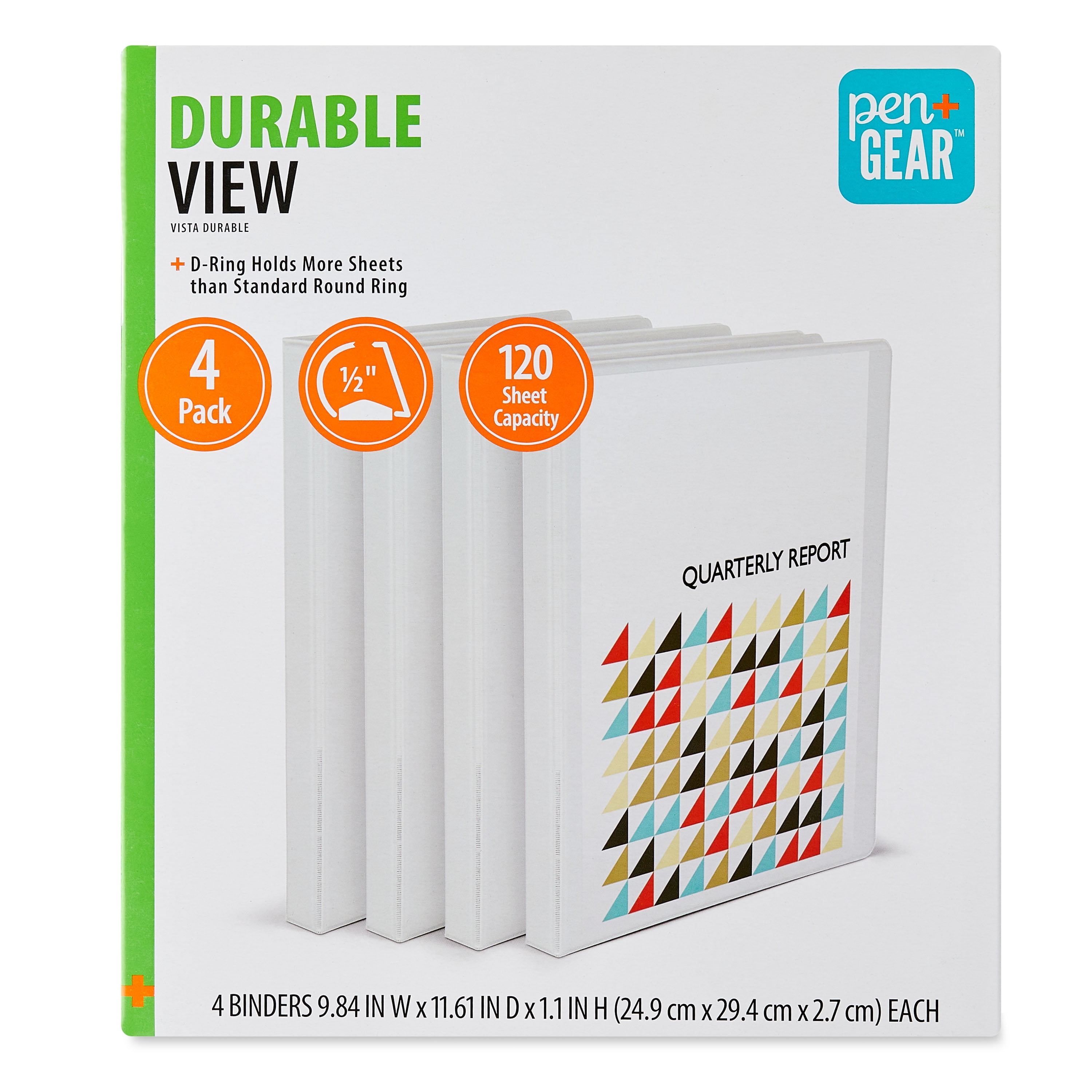 Pen+Gear Durable View 1/2" D-Ring Binders, Black, 4 Count - Walmart.com