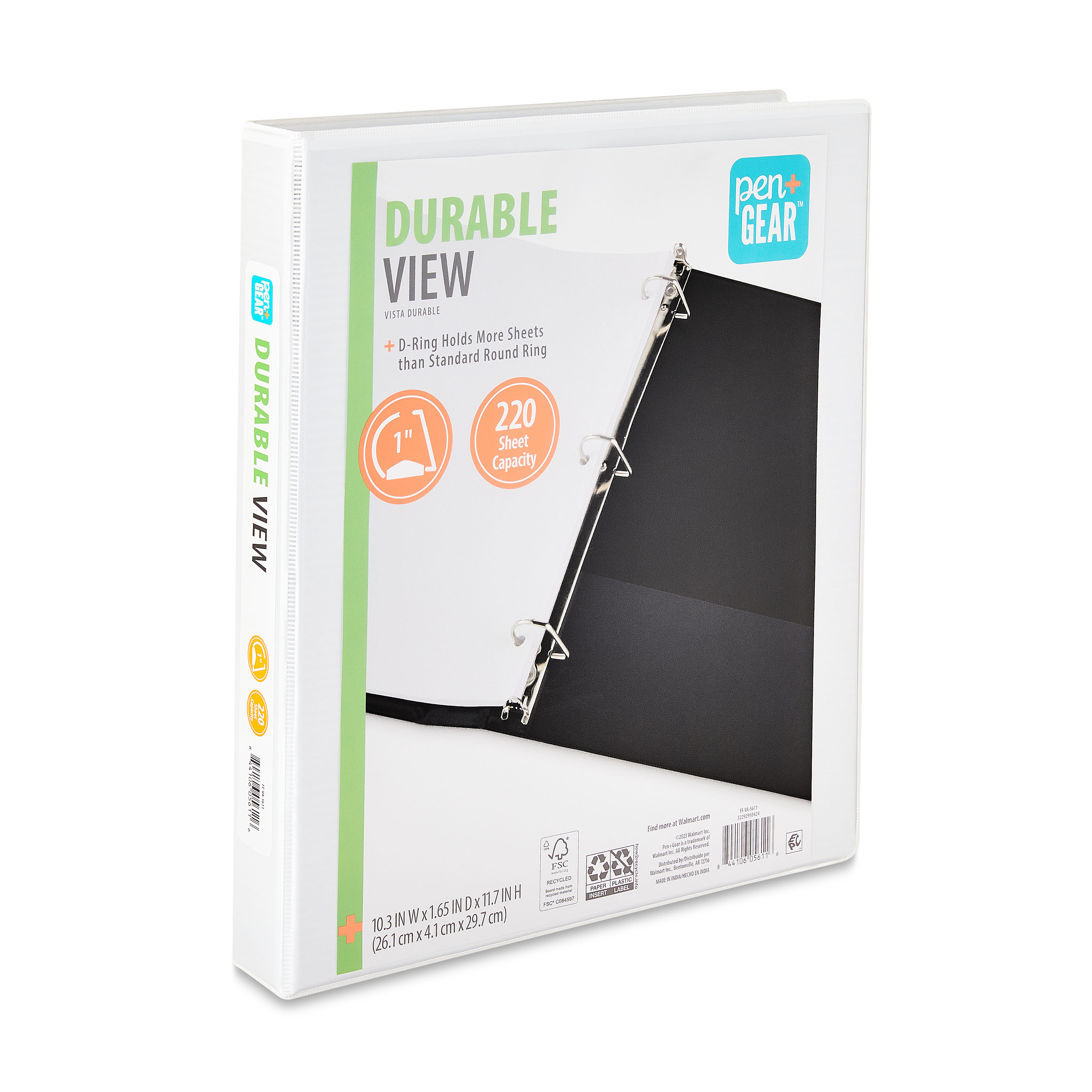 Pen+Gear Durable View 1.5" D-Ring Binder, White - Walmart.com