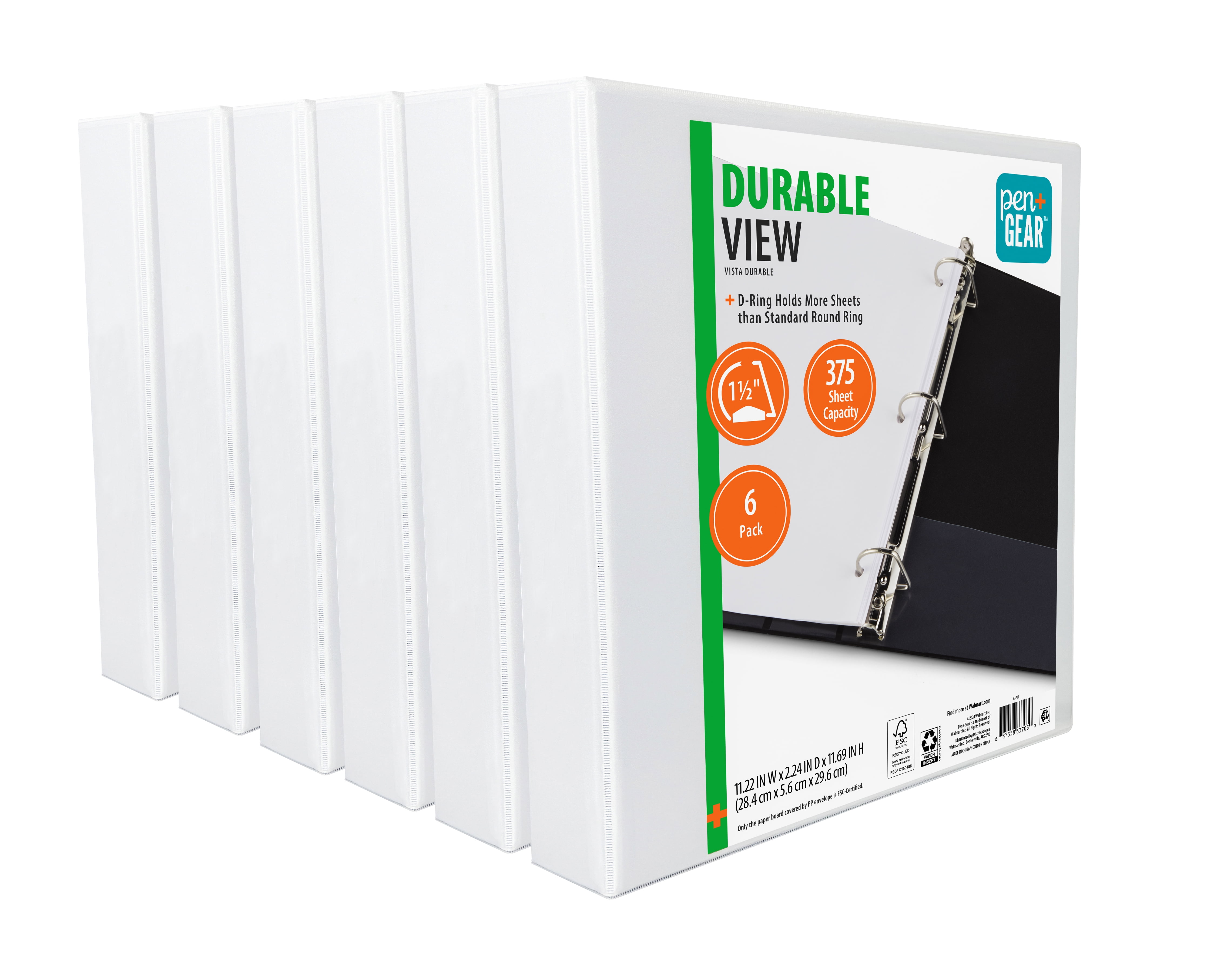 Pen+Gear Durable View 3-Ring Binder with 1.5-inch Slanted D-Rings White ...