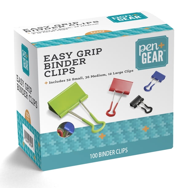 Pen + Gear Easy-Grip Binder Clips, Assorted Colors and Sizes, 100 Count ...