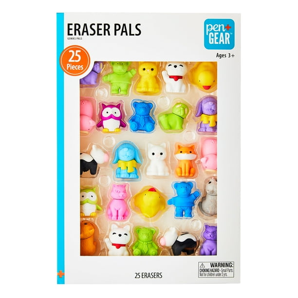 Pen+Gear Eraser Pals, Animals-theme, Multi-color, 25 Count Erasers ...