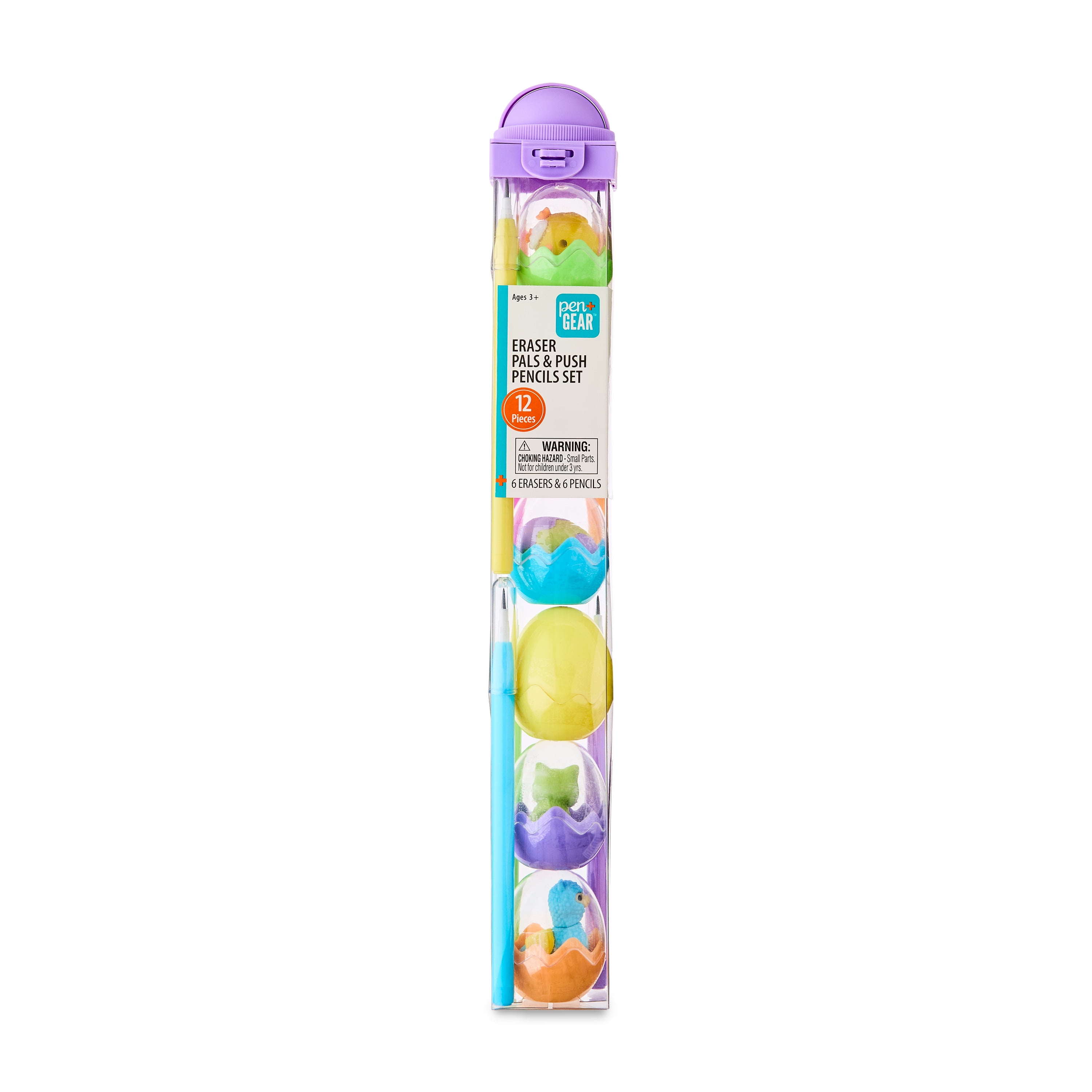 Pen+Gear Eraser Pals & Push Pencils, 6 Count, Purple, Easter Basket ...