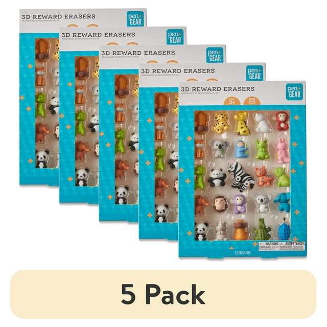 (5 pack) Pen+Gear Eraser Pals, Safari Theme, 25 Count - Walmart.com