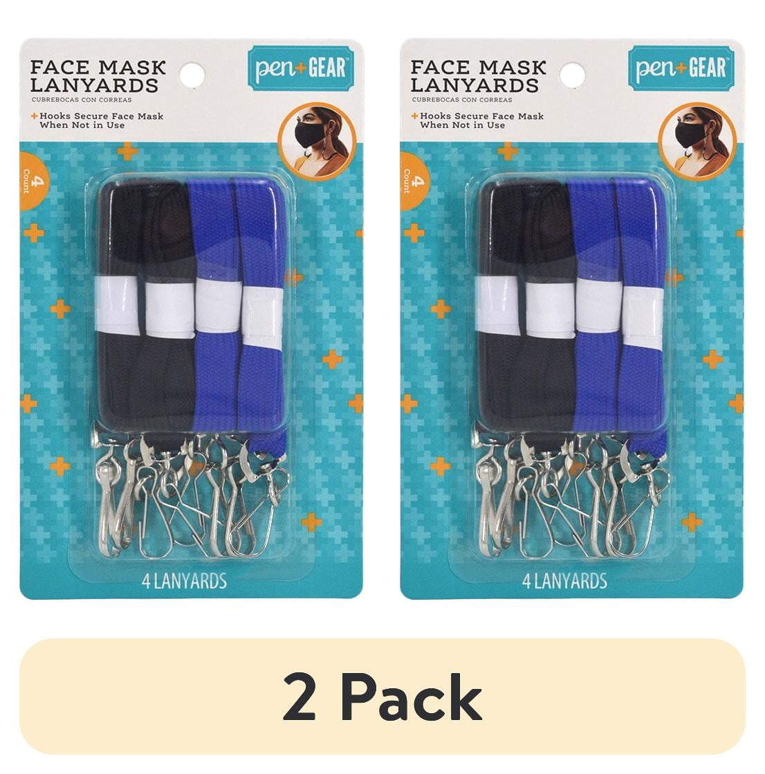 (2 pack) Pen + Gear Face Mask Lanyards, Blue & Black, 4 Count - Walmart.com