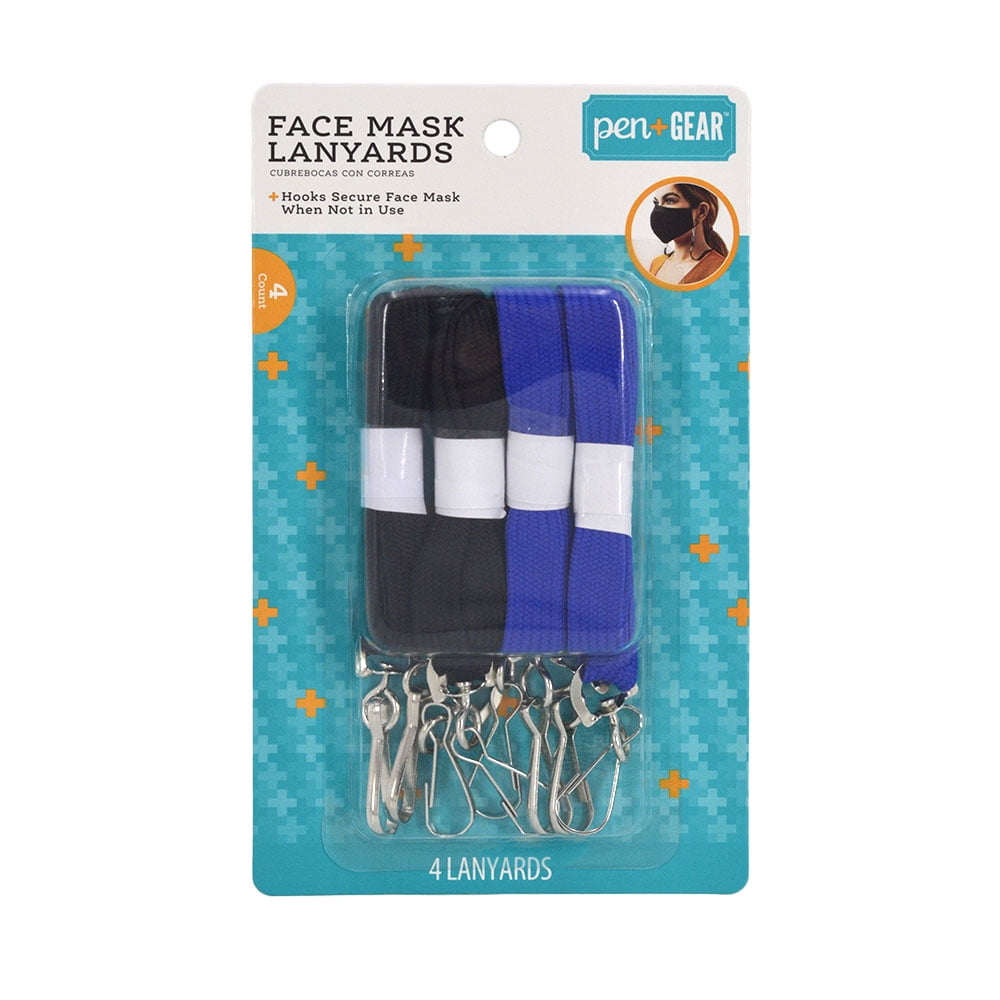 Pen + Gear Face Mask Lanyards, Blue & Black, 4 Count - Walmart.com