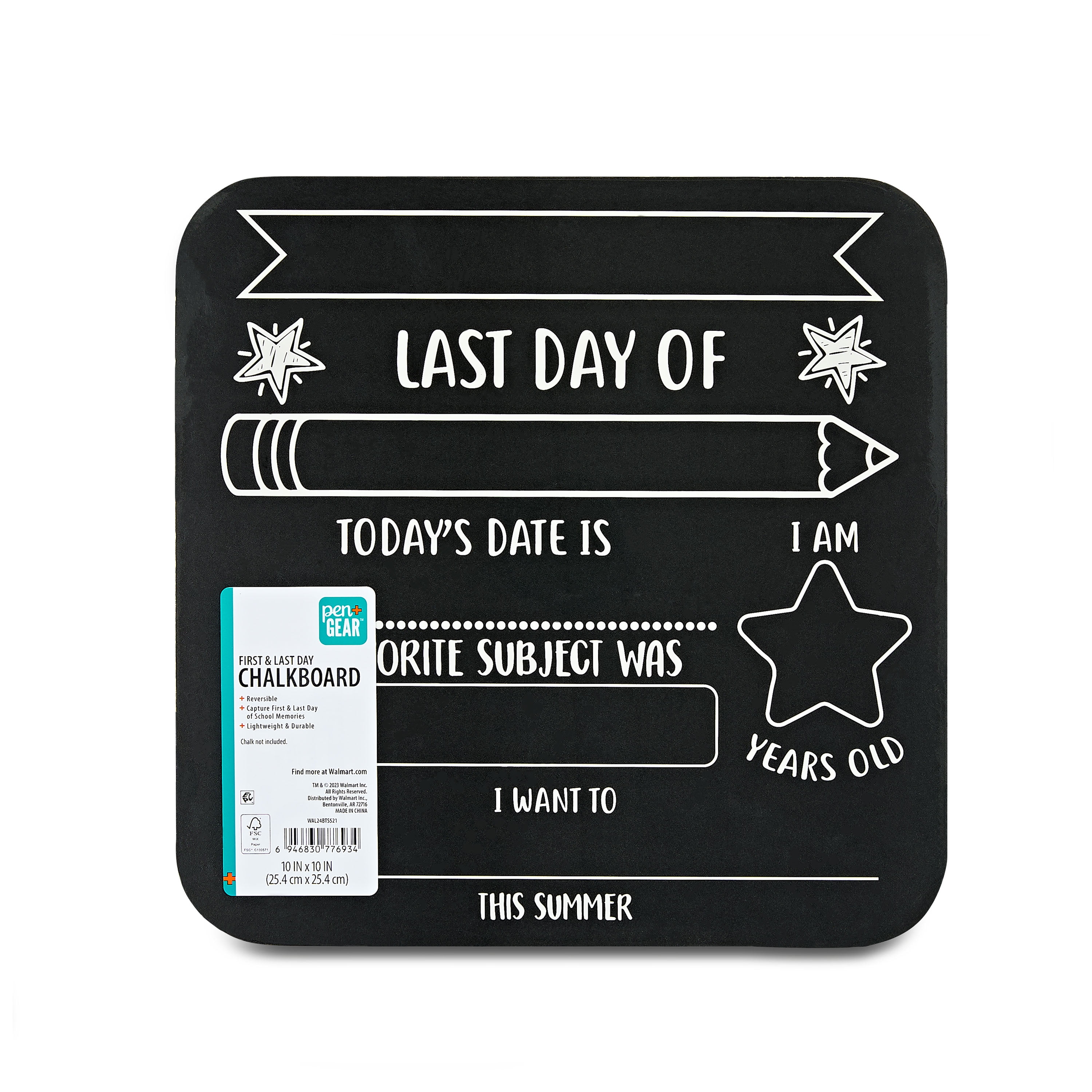 Pen+Gear First/Last Day Black Chalkboard Sign - Walmart.com