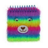Pen+Gear Fuzzy Bear Journal, Neon Rainbow Colors, 200 Pages, Lined ...