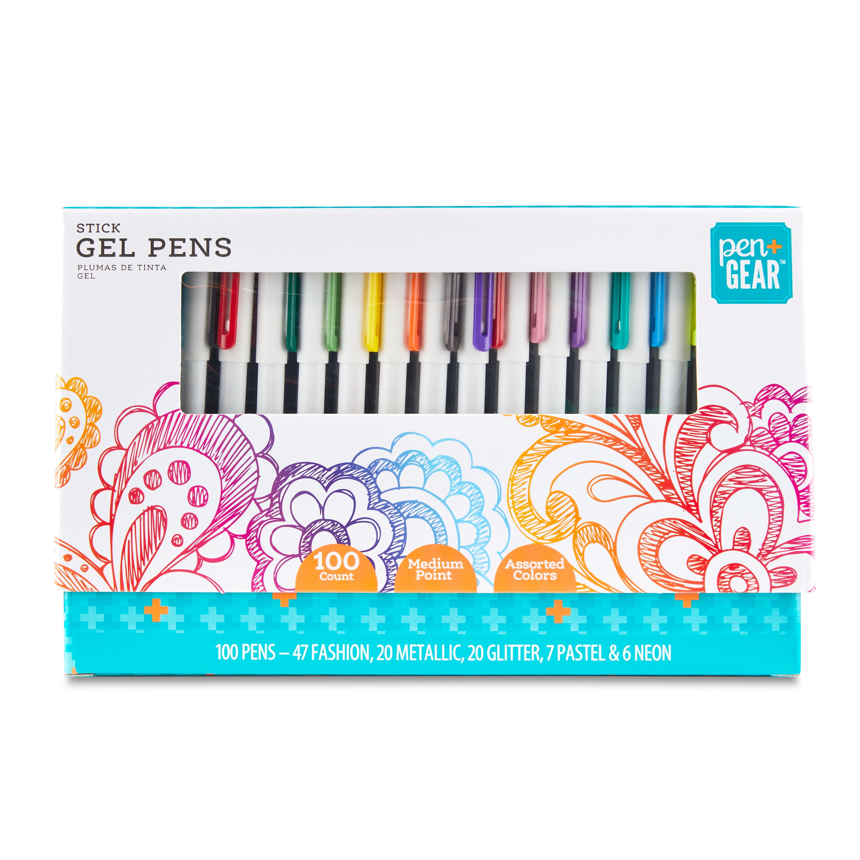 Pen + Gear Gel Stick Pens, Medium Point, Assorted Colors, 100 Count - Walmart.com